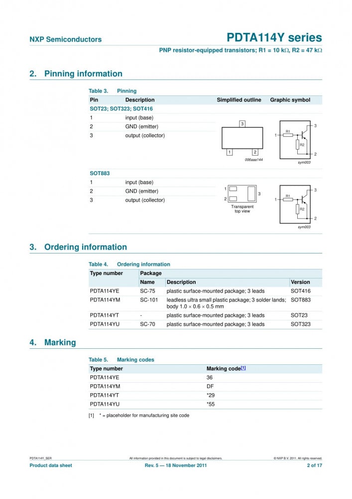 PDTA114YM datasheet page 3