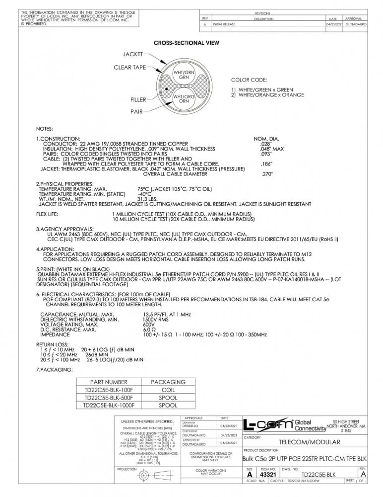 TD22C5E-BLK-1000F technical drawing page