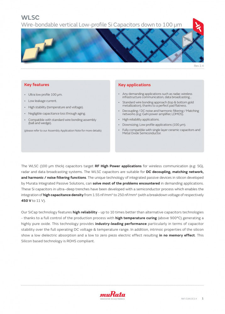 Murata WLSC silicon capacitor document page 1