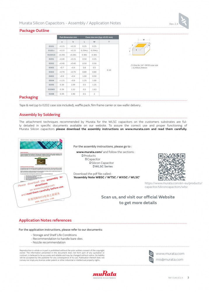 Murata WLSC silicon capacitor document page 3