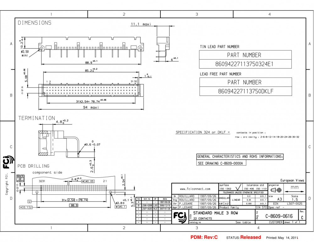 Amphenol 86094227113750DKLF technical document preview