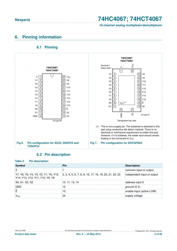 74HC4067 datasheet page 5