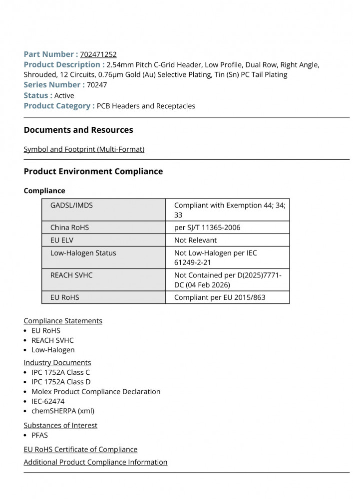 MOLEX 702471252 technical document image 1