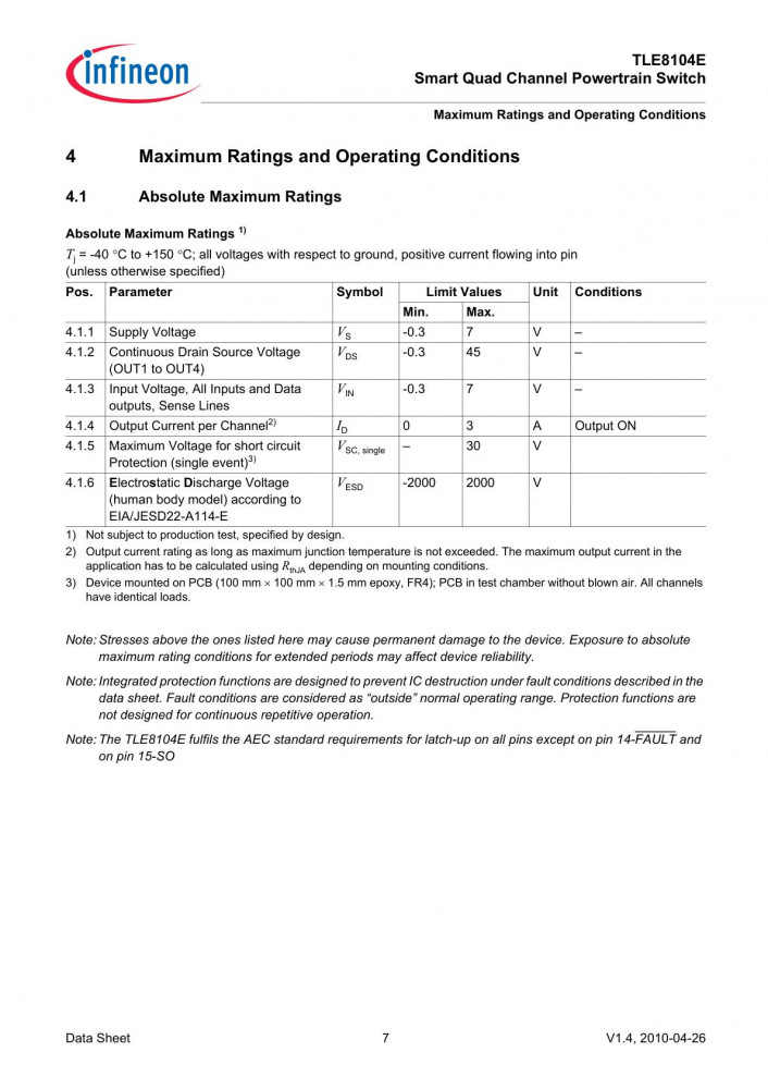 TLE8104E datasheet page 7