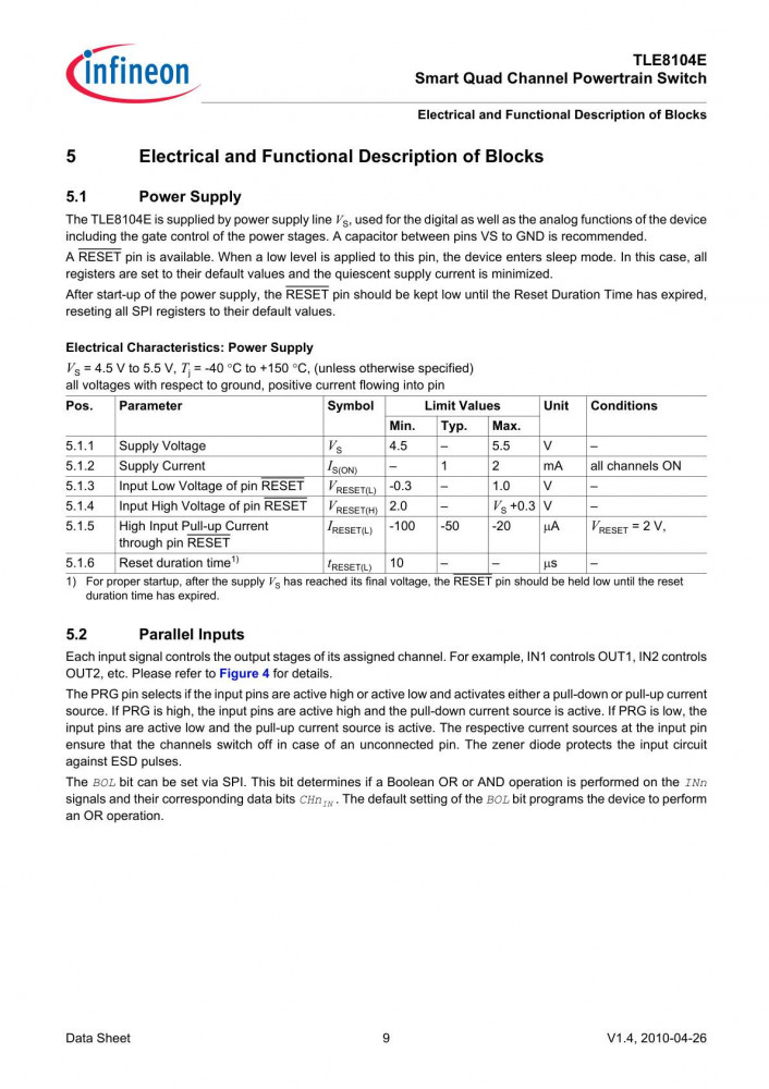 TLE8104E datasheet page 9