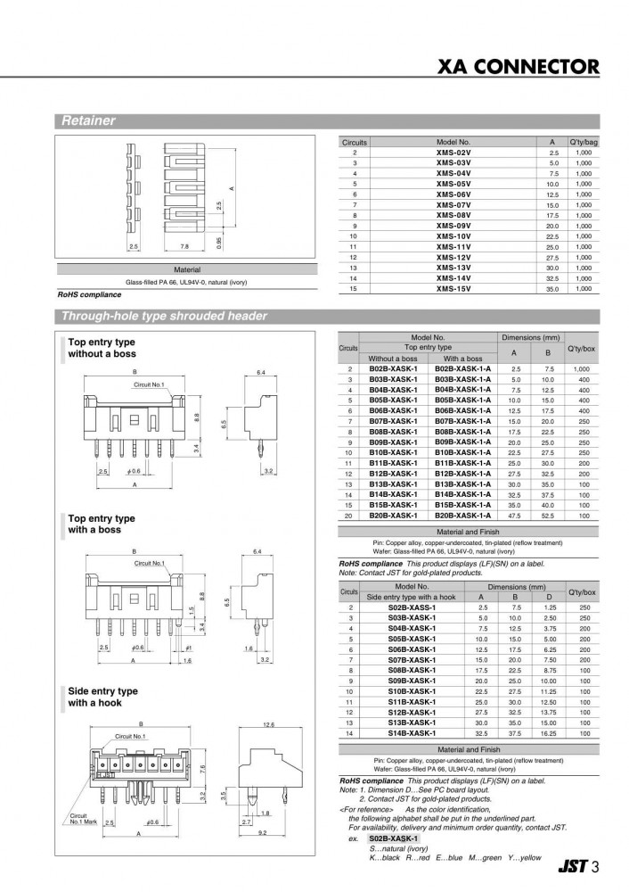 JST XA series catalog page 3