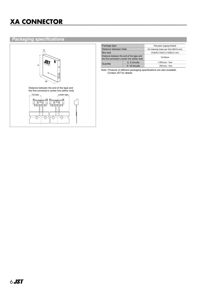 JST XA series catalog page 6
