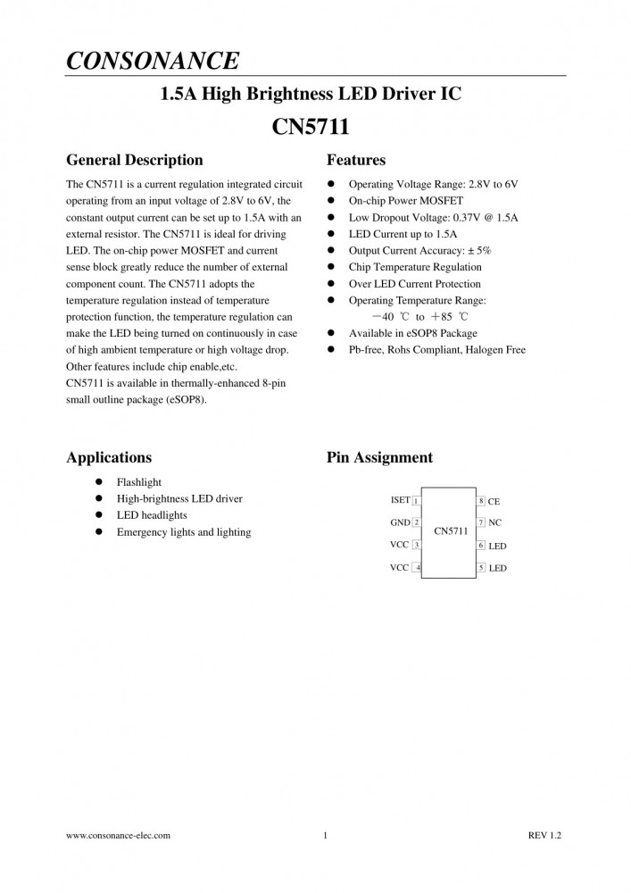 CN5711 datasheet page 1