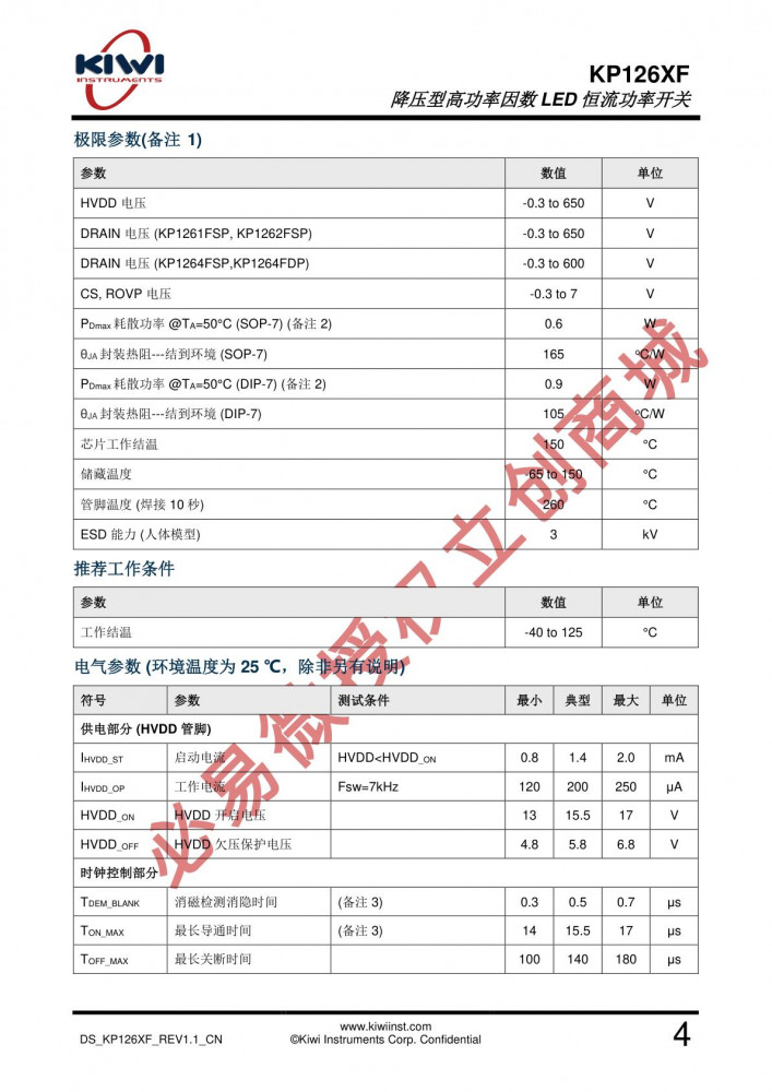 KP1262FSPA datasheet page 4