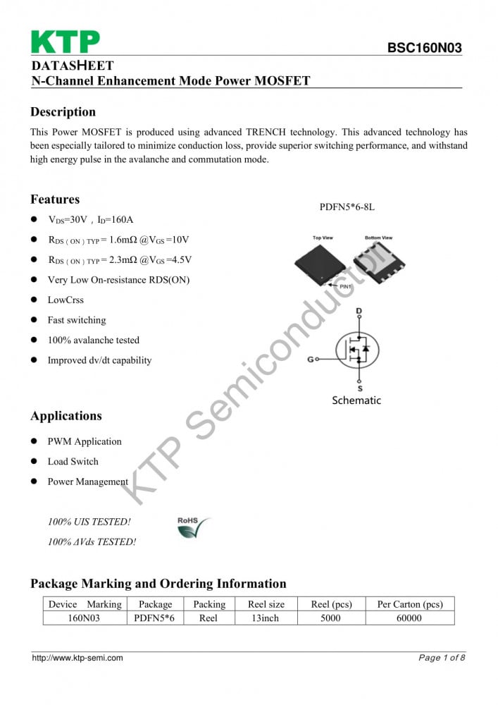 BSC160N03 datasheet page 1