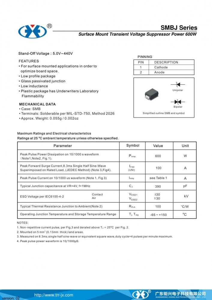 SMBJ5.0CA datasheet page 1