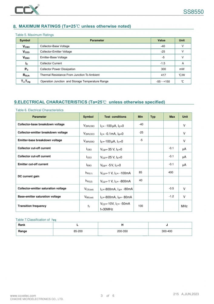 SS8550 datasheet page 3