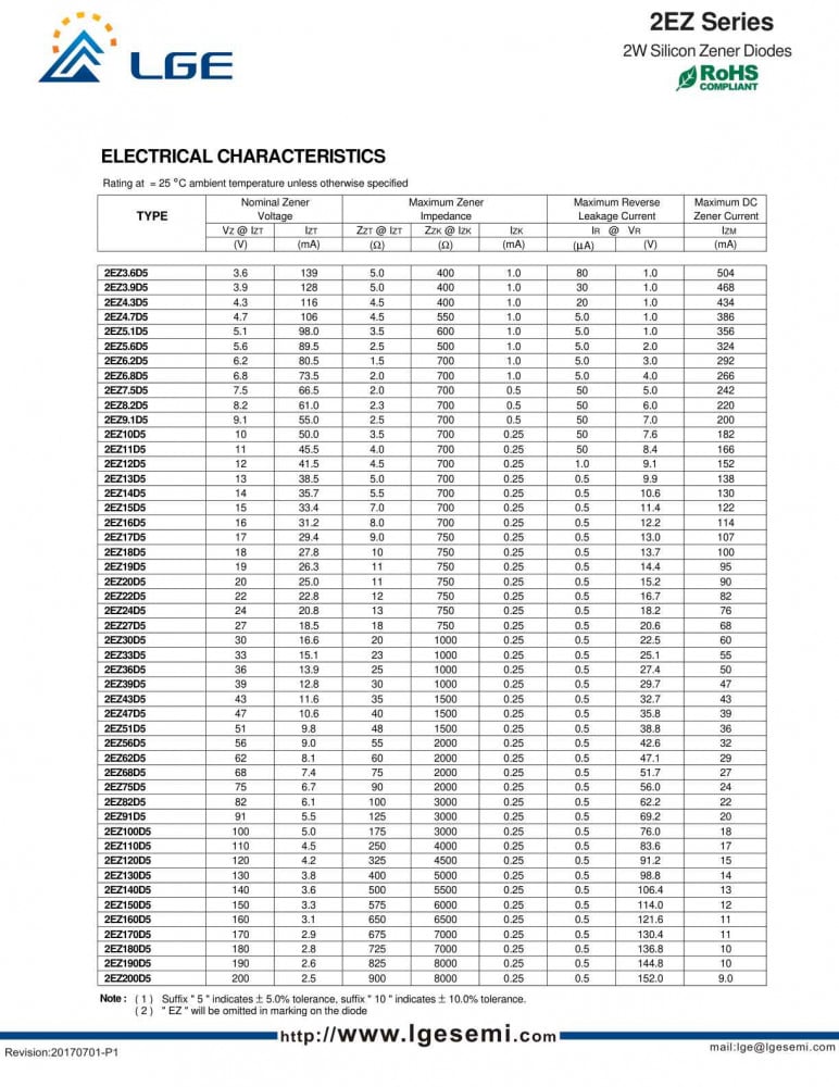 LGE 2EZ24D5 datasheet page 2