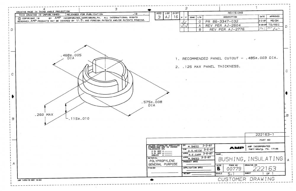 TE Connectivity 222163-1 drawing extract
