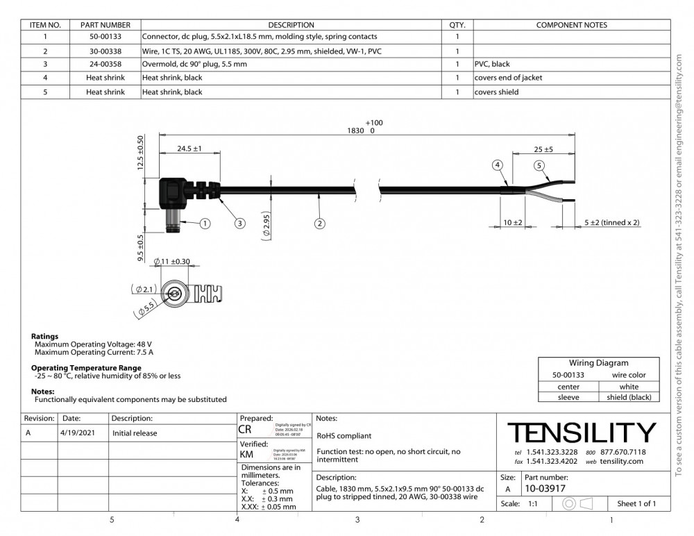 Tensility International 10-03917 product drawing preview