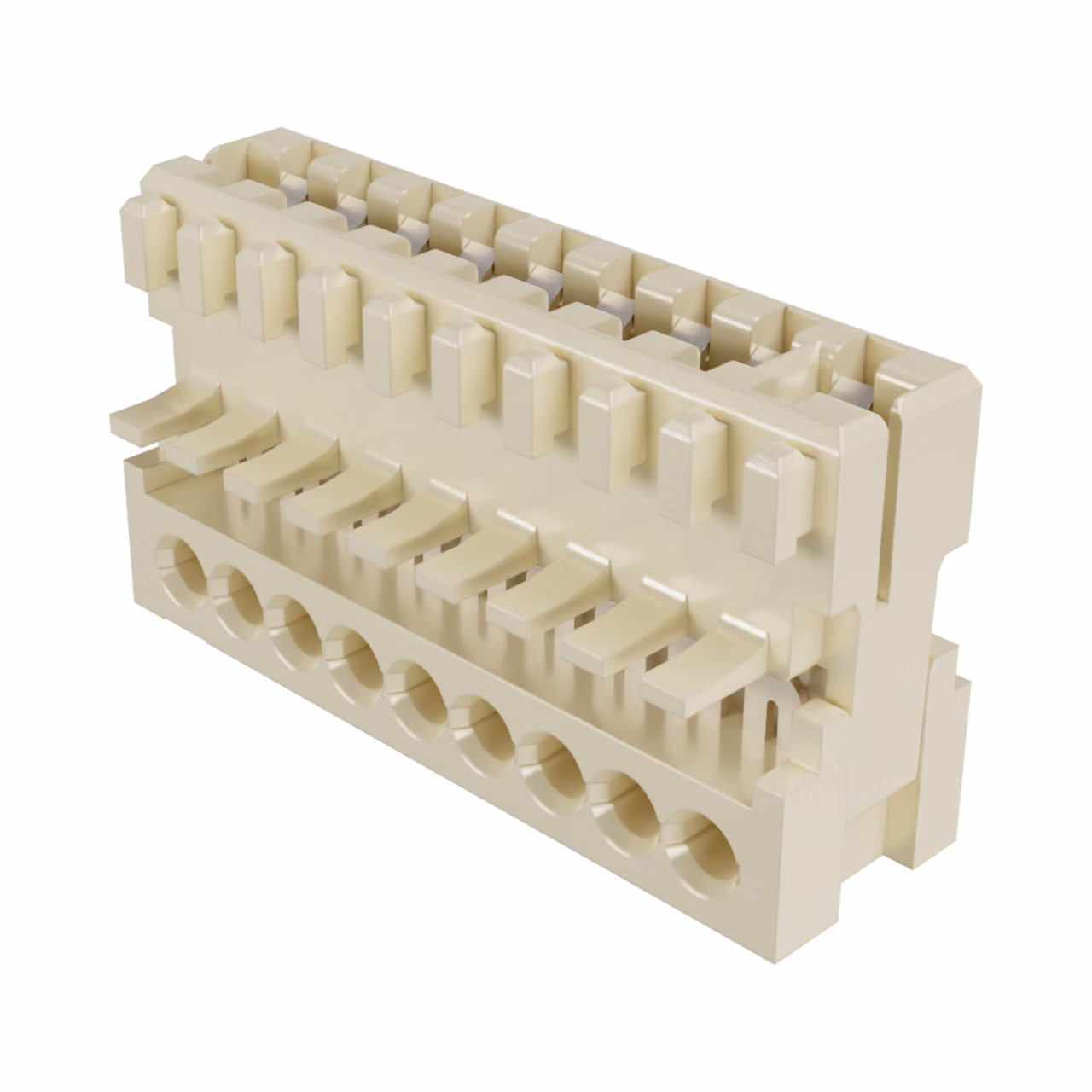 Appli-Mate RAST 2.5 Connector, 2.50mm Pitch, Female, 9 Circuits, Polarizing Rib Between 8/9, Locking Pips, Slotted Endwalls, Tin Plating for sale