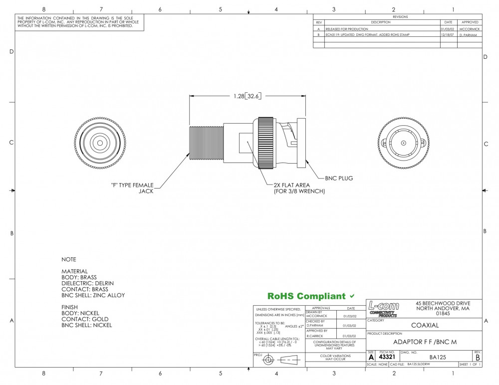 L-com BA125 technical document page