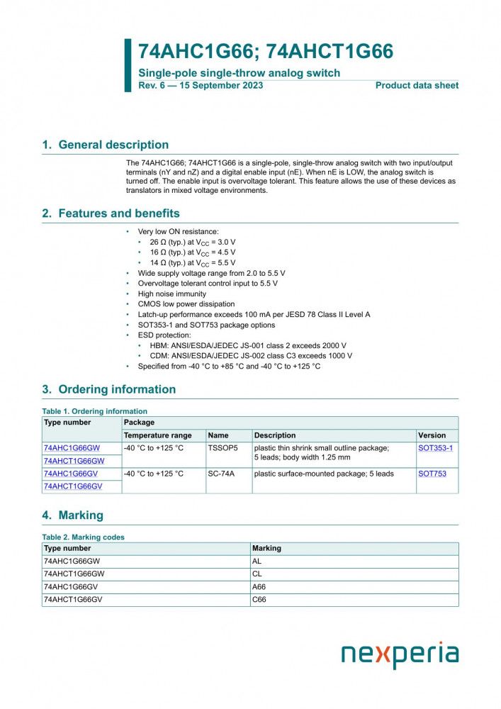 Datasheet page 1