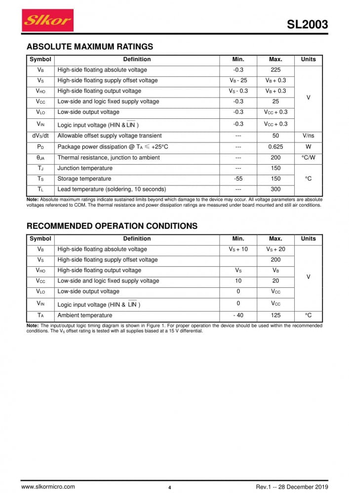 SL2003 datasheet page 4