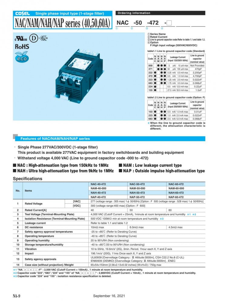 Cosel NAC series datasheet page 3