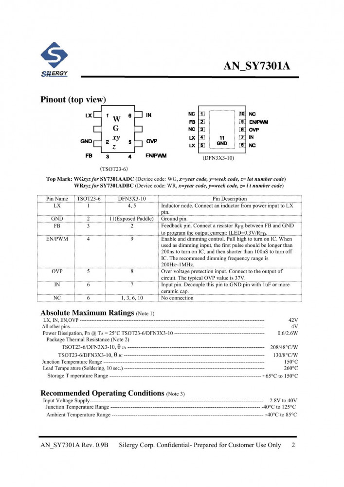 SY7301A datasheet page 2