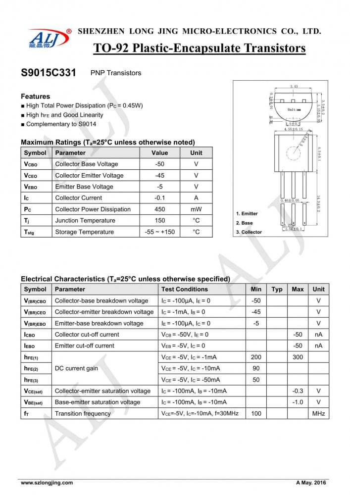 ALJ S9015C331 datasheet page 1