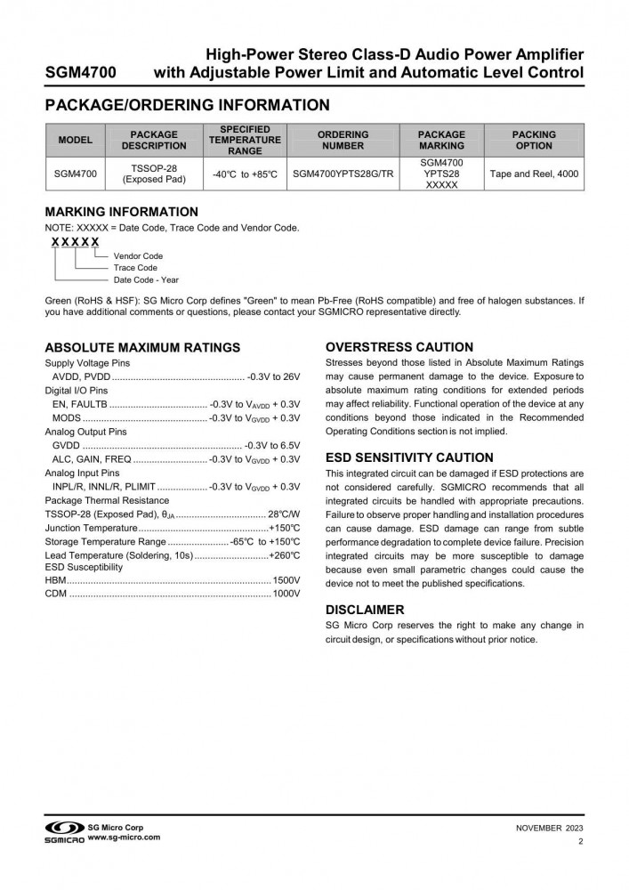 SGM4700 datasheet page 2