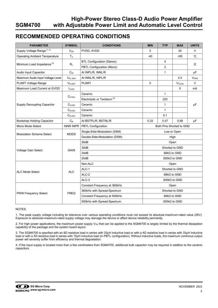 SGM4700 datasheet page 3