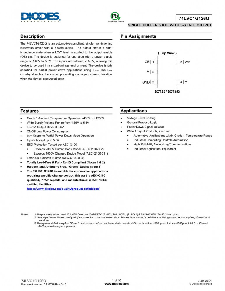 Datasheet page 1