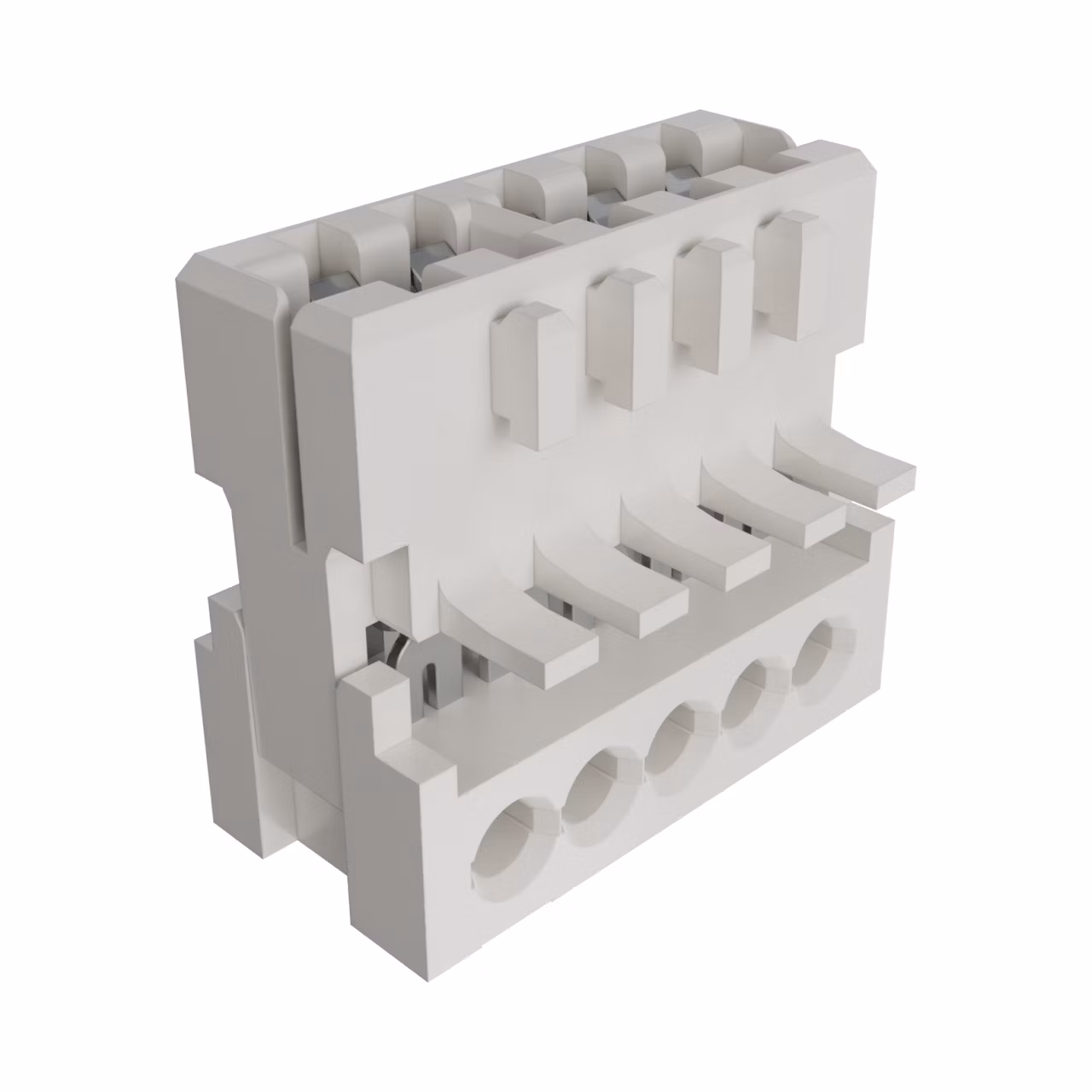 Appli-Mate RAST 2.5 IDT Connector, 2.50mm Pitch, Direct/Indirect, Female, Beaded Terminal, 5 Circuits, Position Keys A and F Removed, Slotted Endwalls, Polarizing Rib Between 2/3 for sale