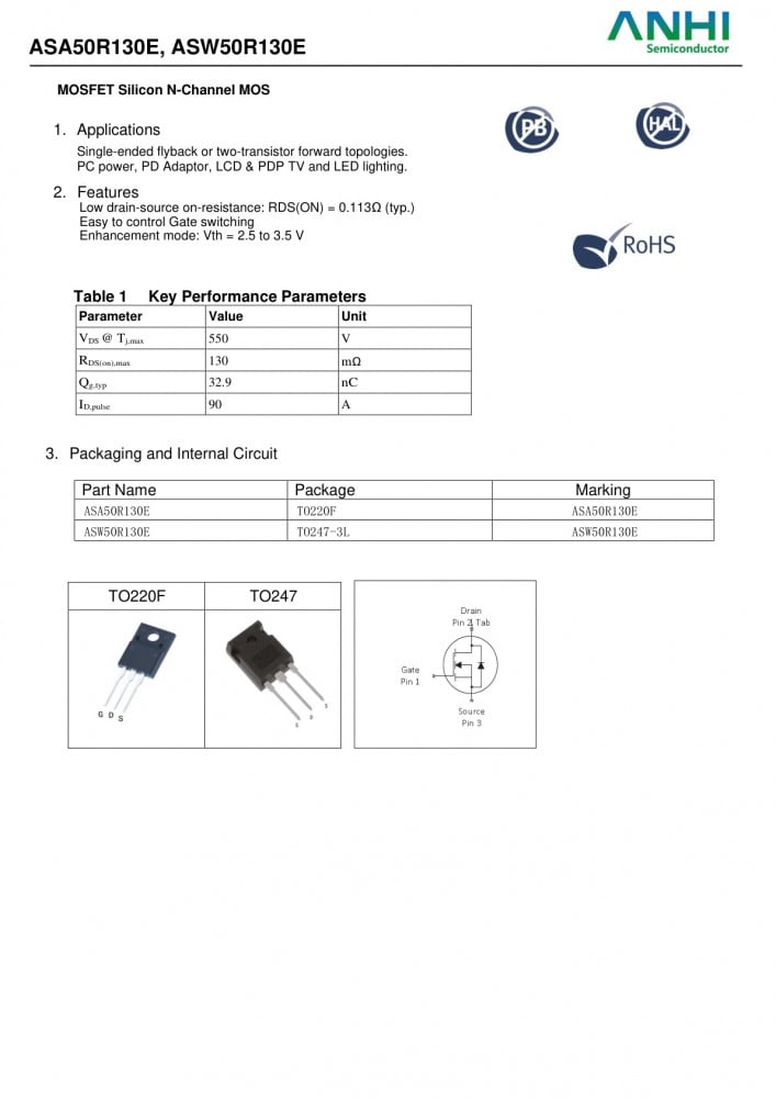 ASW50R130E datasheet page 1