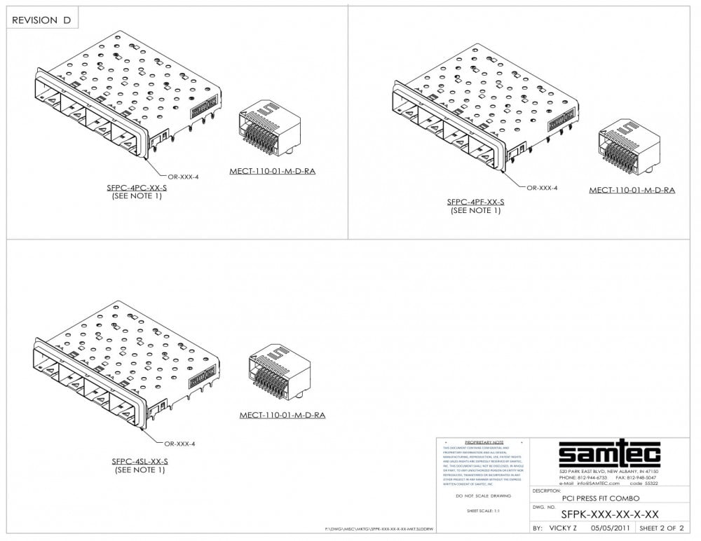 Samtec SFPK PCI press-fit combo drawing page 2
