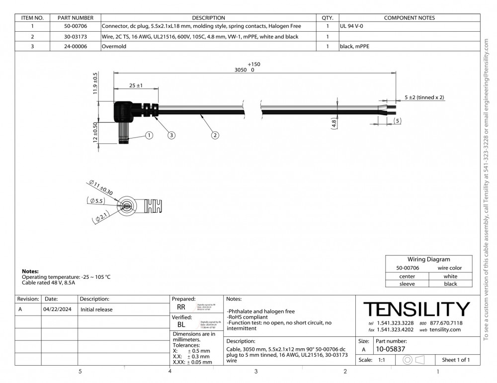 Tensility International 10-05837 product drawing preview