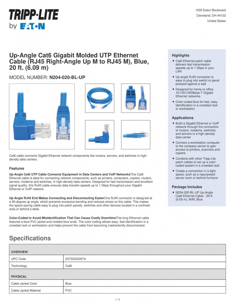 N204-020-BL-UP technical document page 1