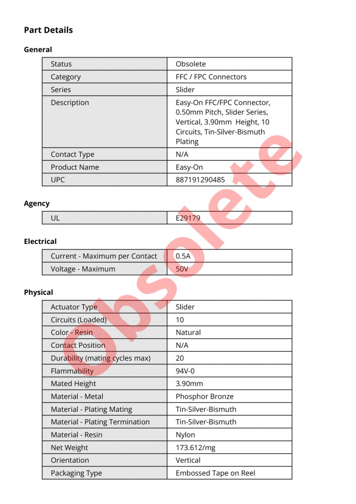Technical document page 2 for MOLEX 525591033