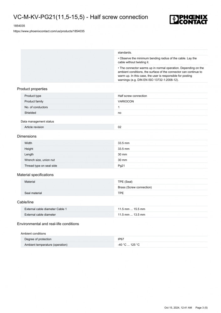 Phoenix Contact 1854035 technical document page 3