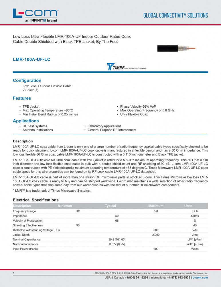 LMR-100A-UF-LC datasheet page 1