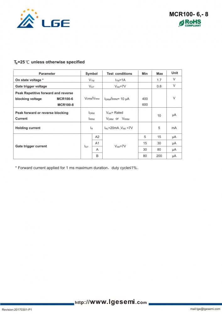MCR100-8 datasheet page 2