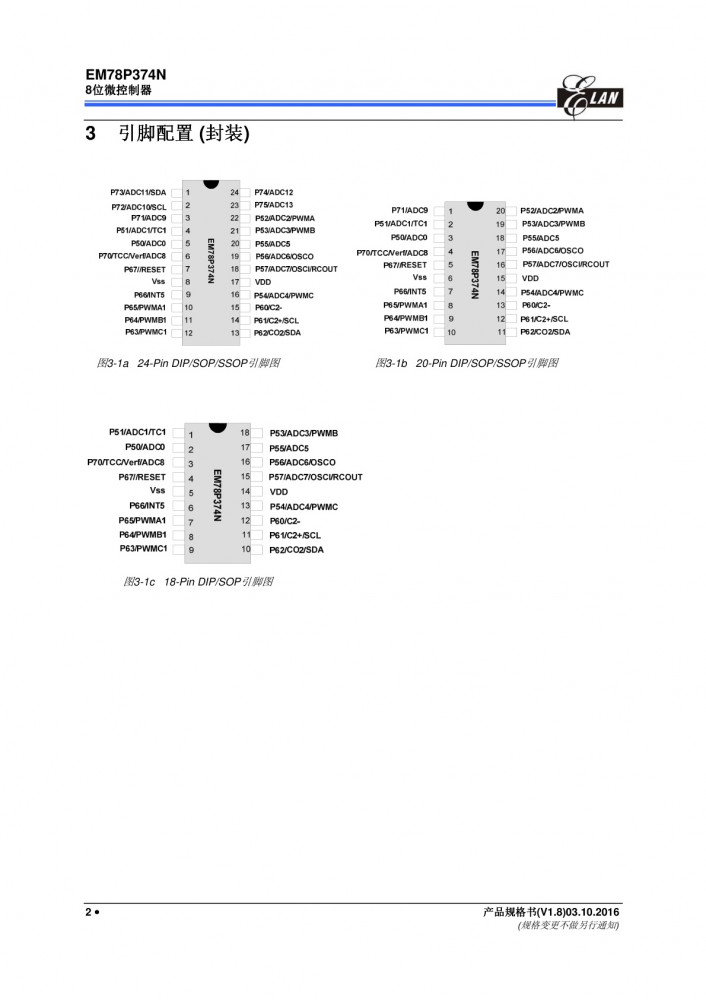 EM78P374N datasheet page 10