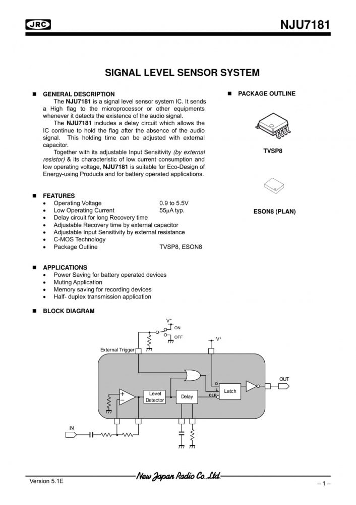 NJU7181 datasheet page 1