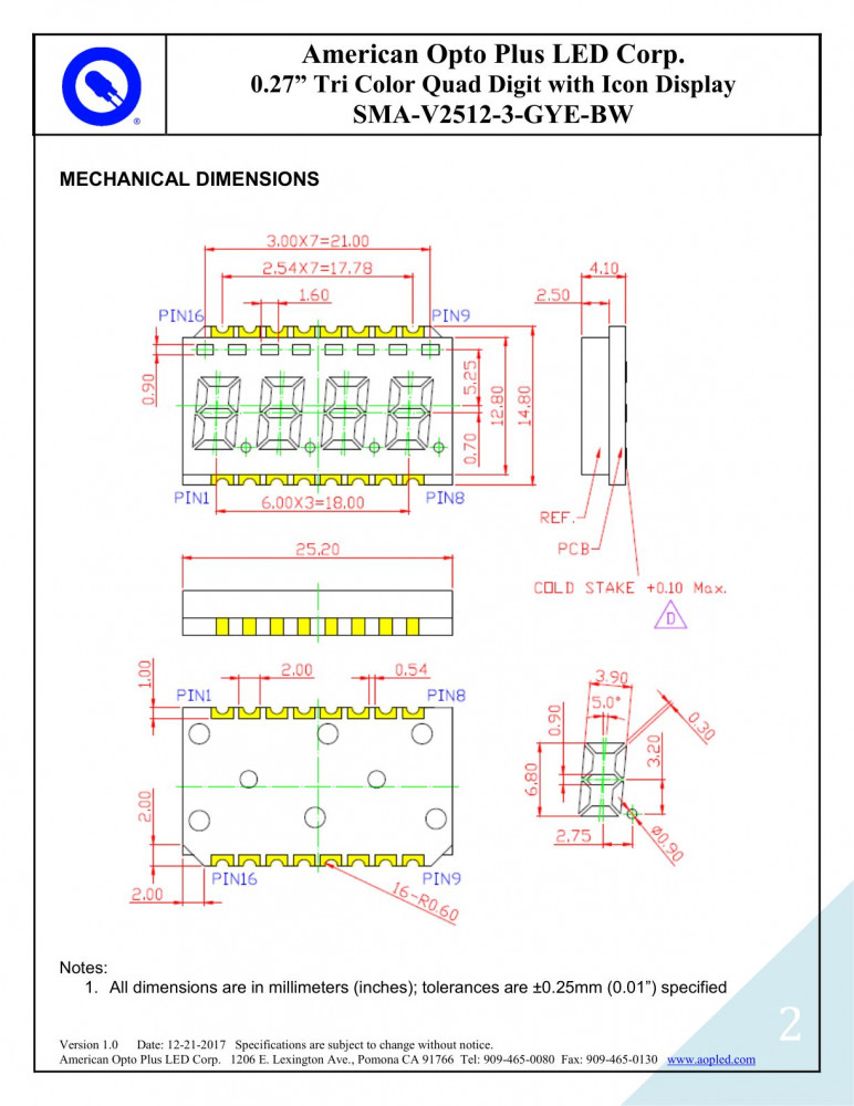 SMA-V2512-3-GYE-BW datasheet page 2