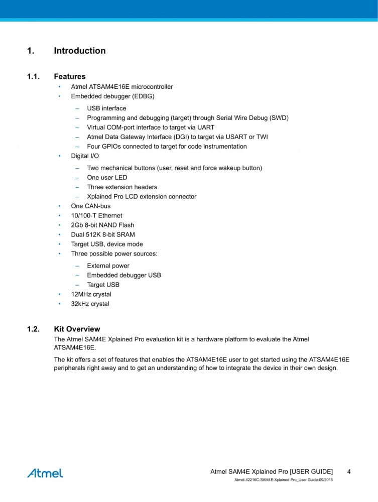 ATSAM4E-XPRO documentation page 4