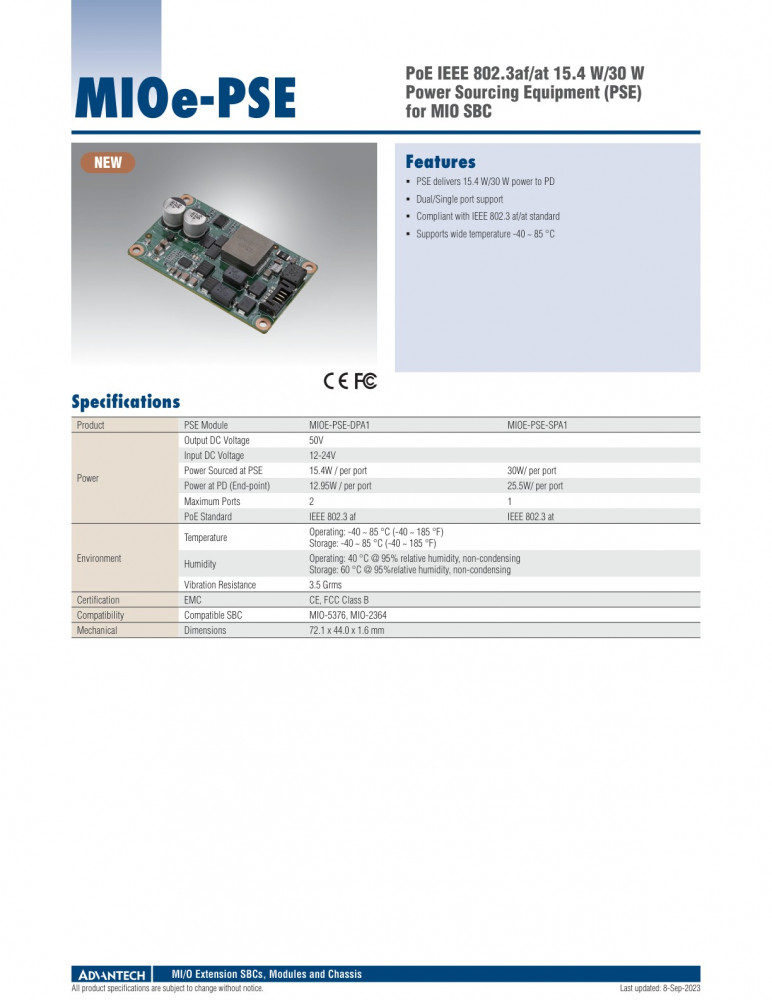 MIOe-PSE product documentation, page 1