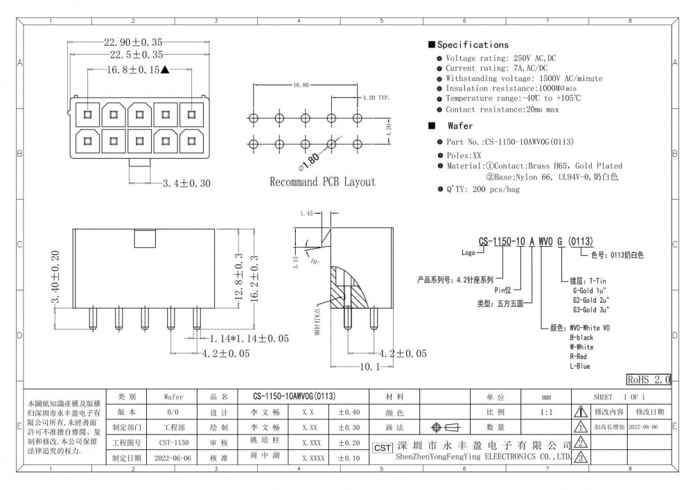 CST CS-1150-10AWVOG(0113) technical drawing