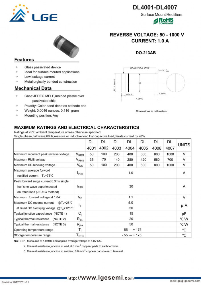 LGE DL4007 datasheet page 1