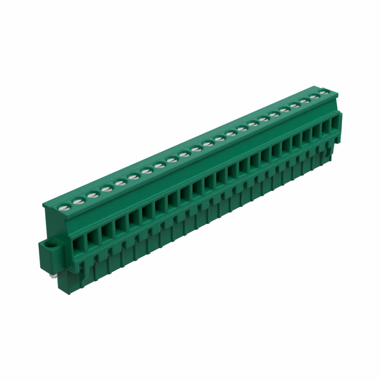 5.00mm Pitch Eurostyle Vertical Plug, with Retention Screws and Standard  Imprinting, Front Wire Entry, Green Housing, Gold (Au) Plated, 23 Circuits for sale
