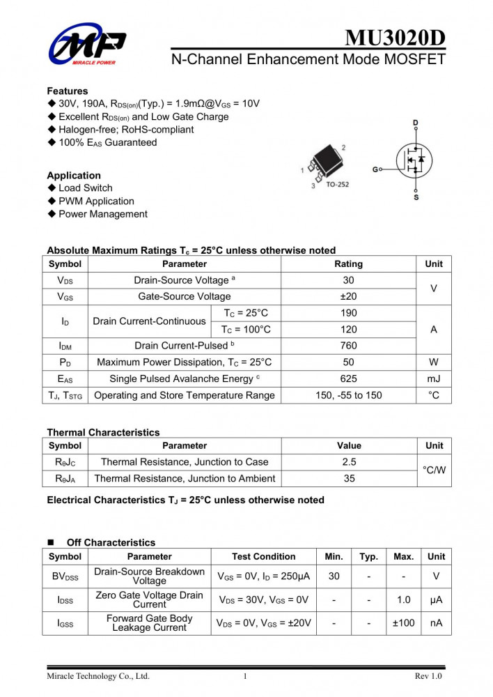 MU3020D datasheet page 1