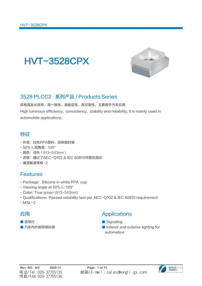 HVT-3528CPX datasheet page 1
