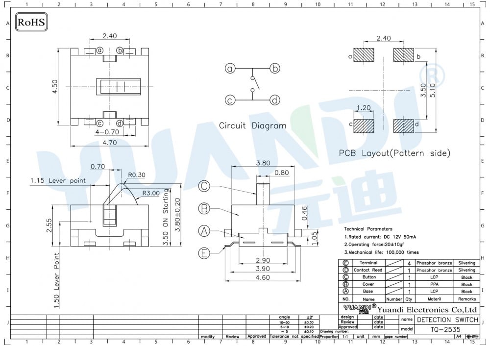 YUANDI TQ-2535 technical document page