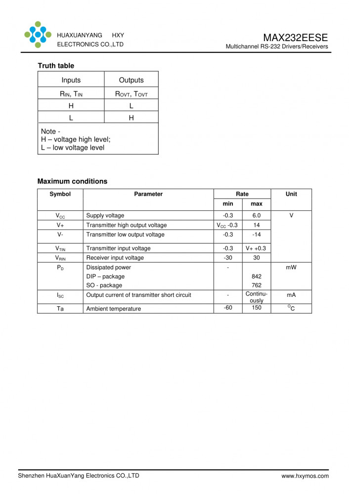 MAX232EESE-HXY datasheet page 2